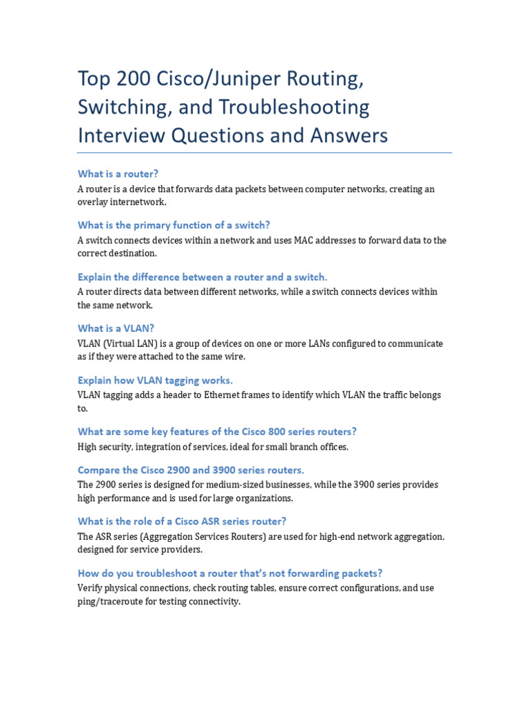 Cisco Juniper FAQ in Interviews | PDF
