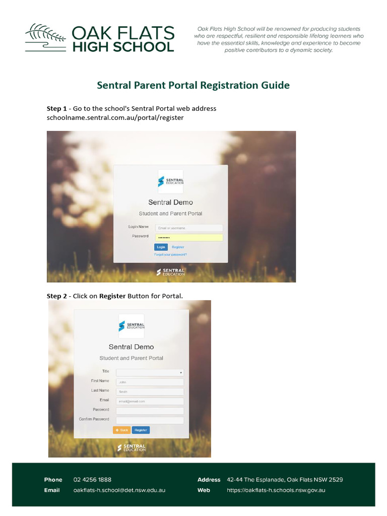 Sentral_Parent_Portal_Registration_Guide | PDF