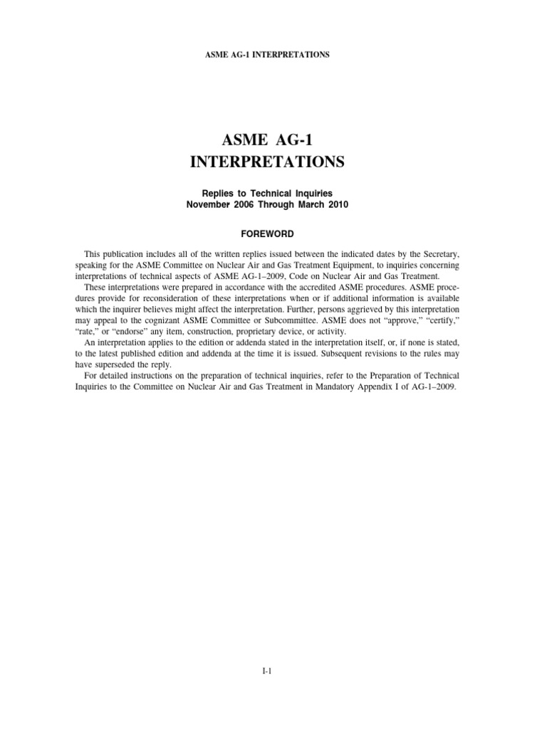 Asme Ag-1 Interpretations-2010 | PDF