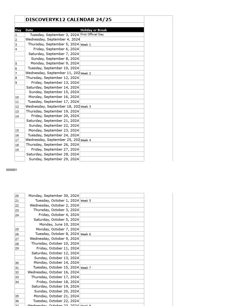 24 25 School Calendar - XLSX Sheet 1 | PDF | Lifestyle