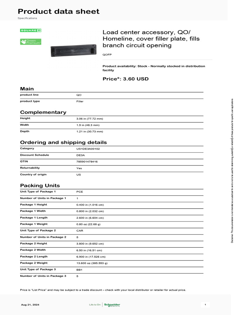 Schneider Electric_QO-Load-Centers_QOFP | PDF