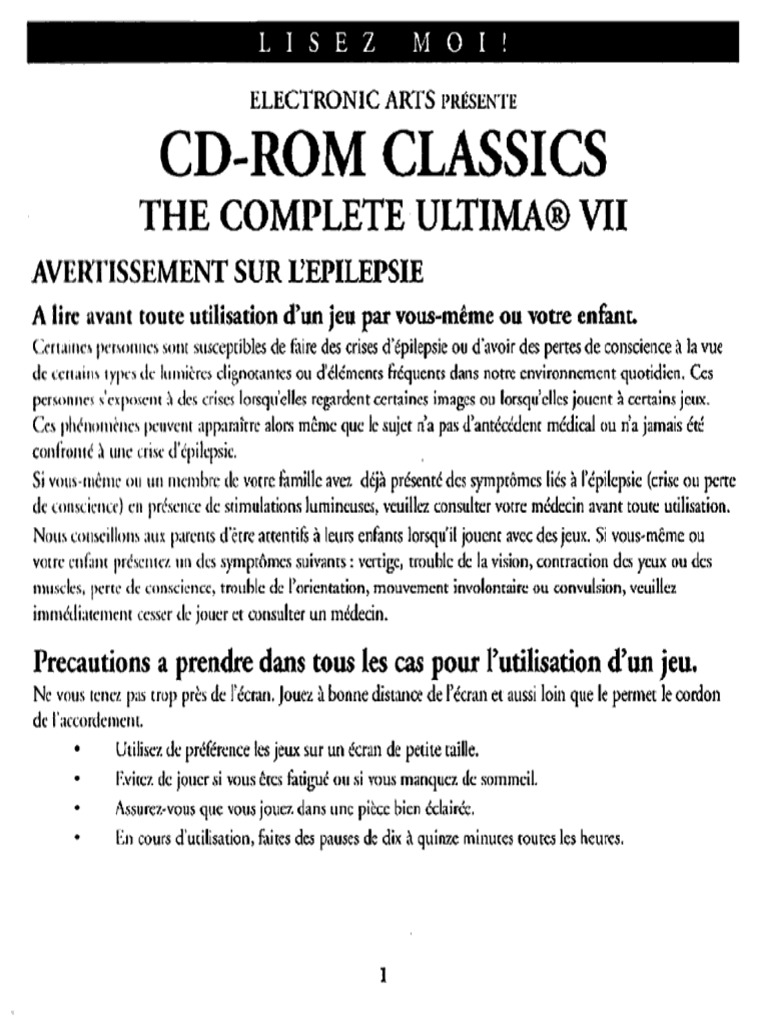 Ultima VII (Guide d'installation) | PDF