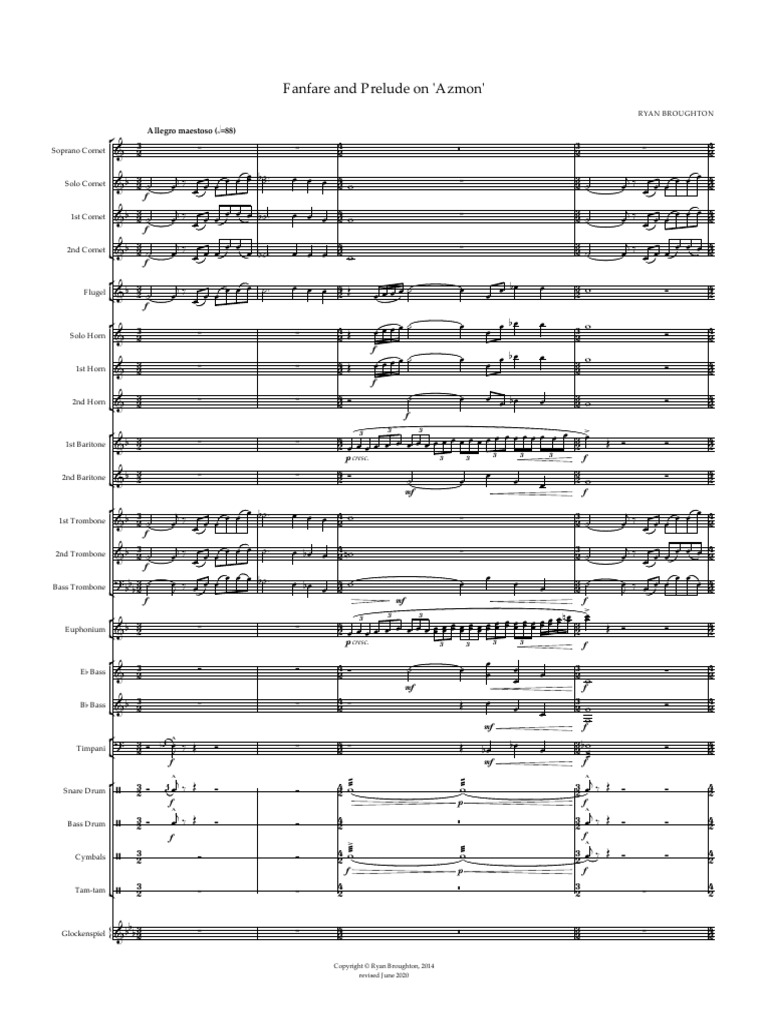 Fanfare and Prelude On 'Azmon' - Full Score | PDF