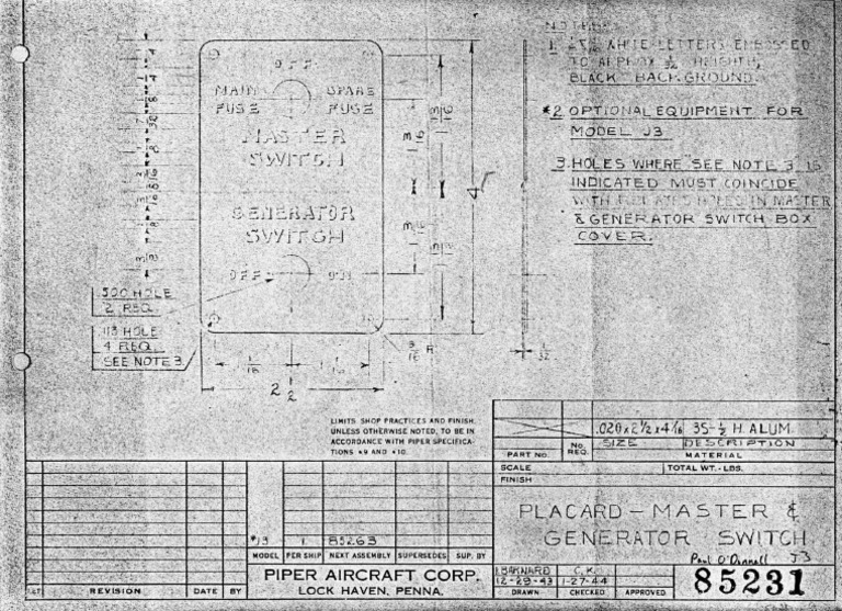 J3 Placard - Master & Gen Switch | PDF