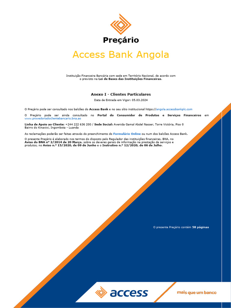 access-bank-angola-preçário-anexo-i-clientes-particulares_-anexo-ii ...