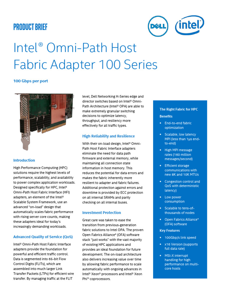 Intel Omni Path HFI Product Brief | PDF | Scalability | Computing