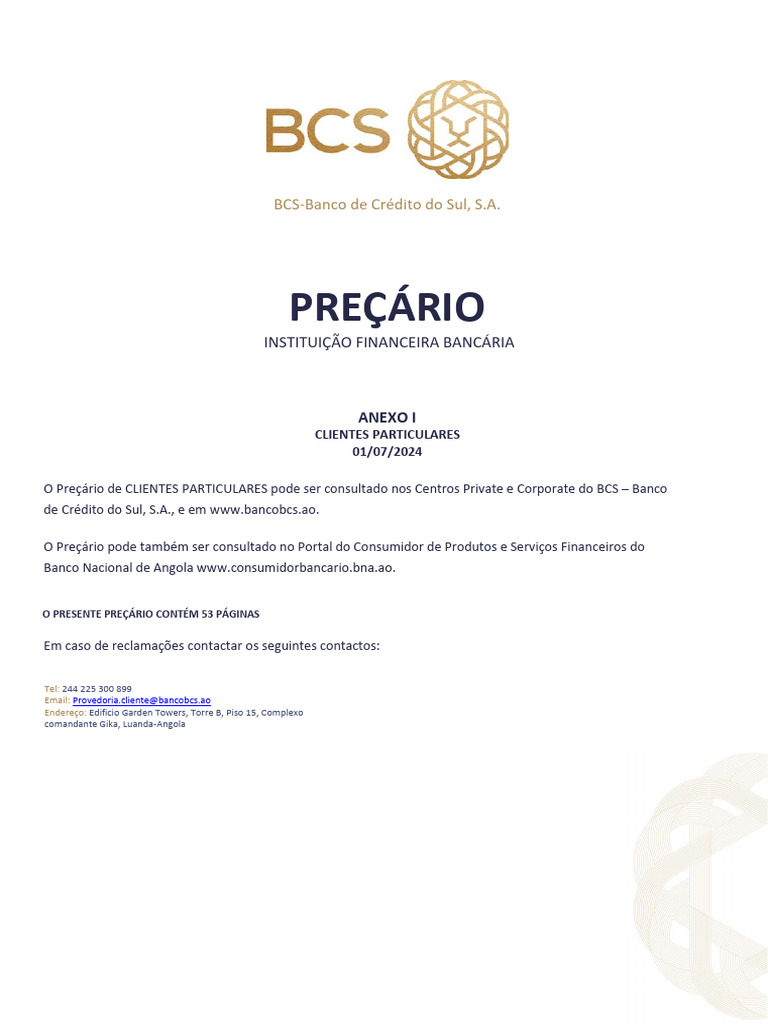 BCS Pre Clientes+particulares+e+outros+clientes 20240701 | PDF