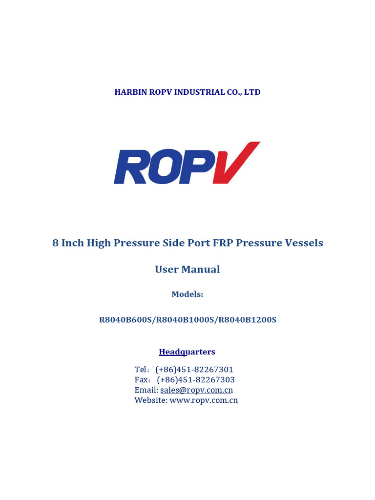 8 Inch ROPV USER MANUAL | PDF