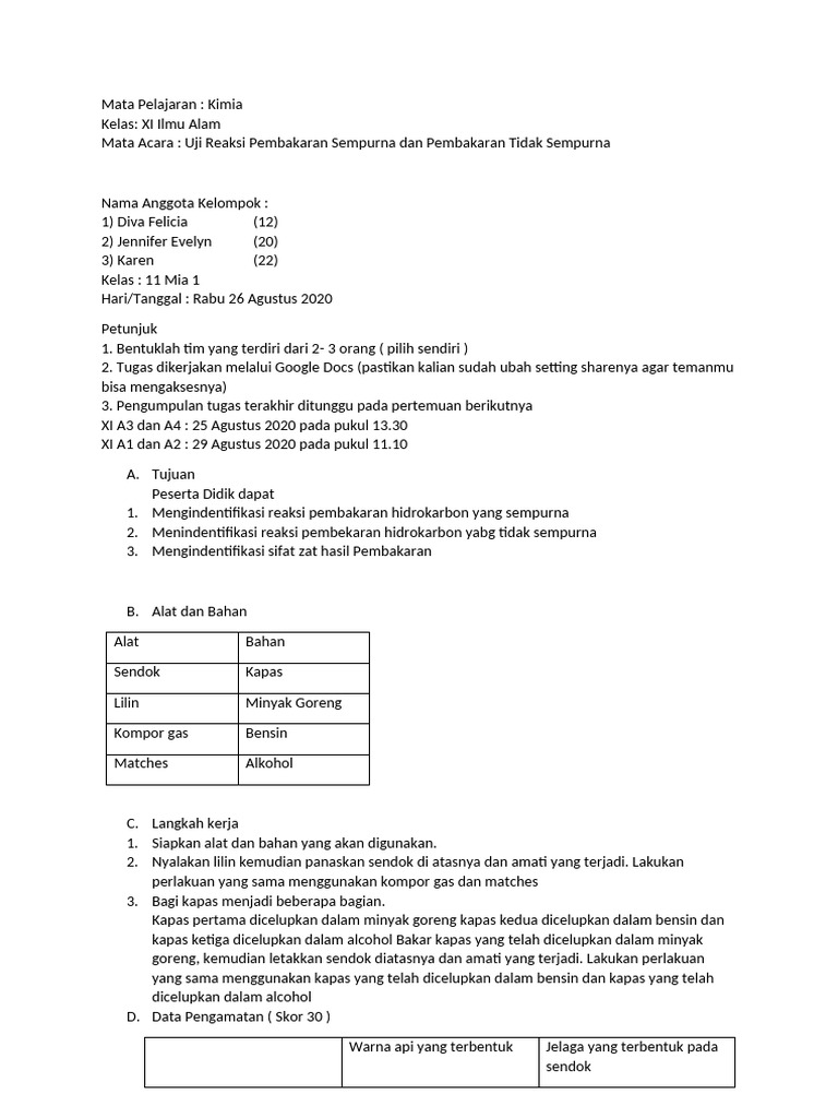 LKPD Prak Kimia 3oo | PDF