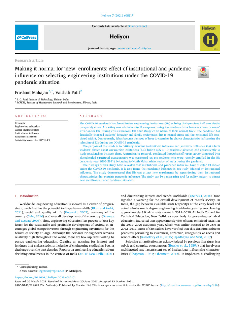 Heliyon Journal Paper - Oct 2021 | PDF | Factor Analysis | Social Science