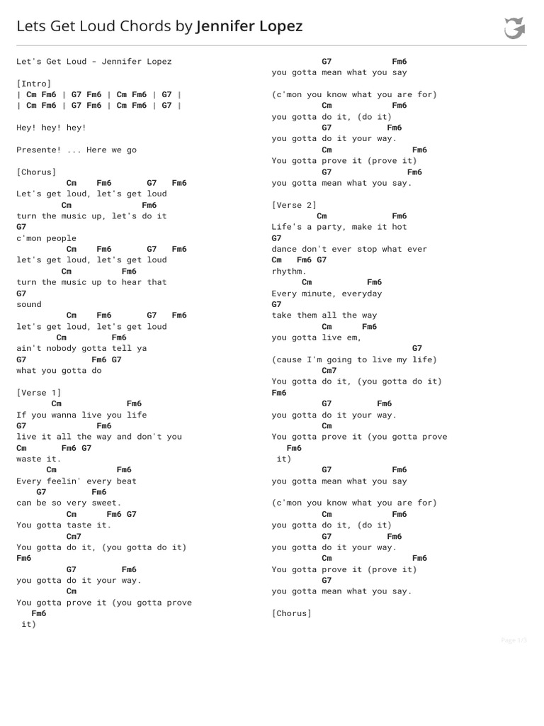 Lets Get Loud Chords | PDF
