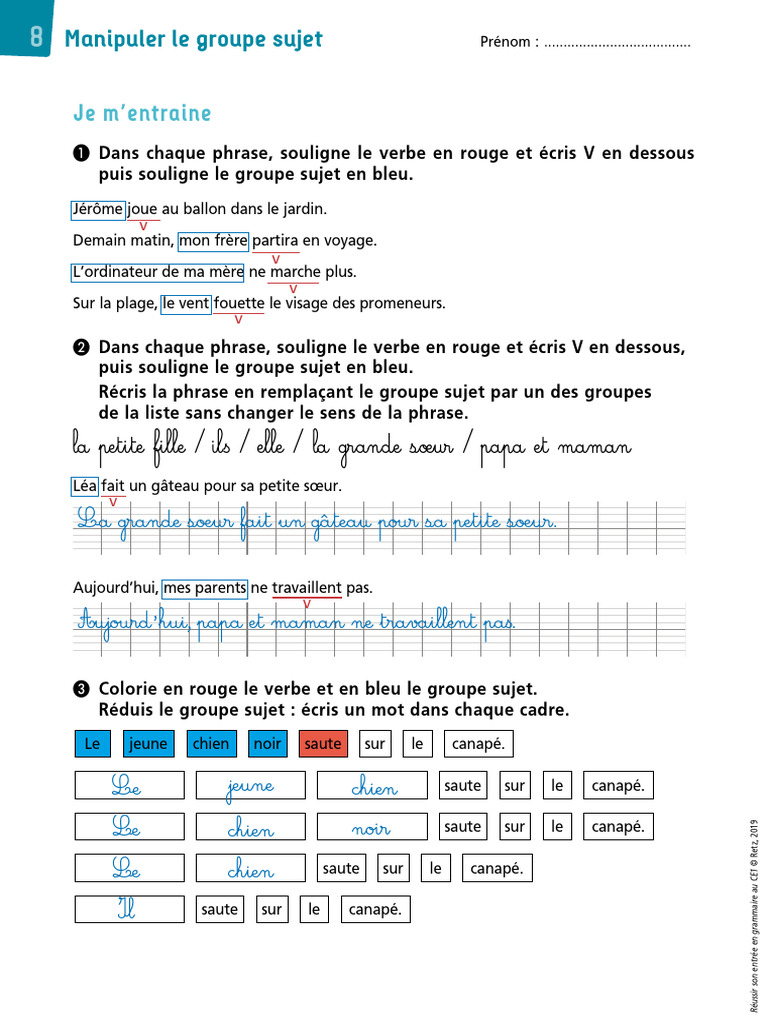 RSEEG CE1 Séquence 8 - Fiche Eleve Corrigee | PDF