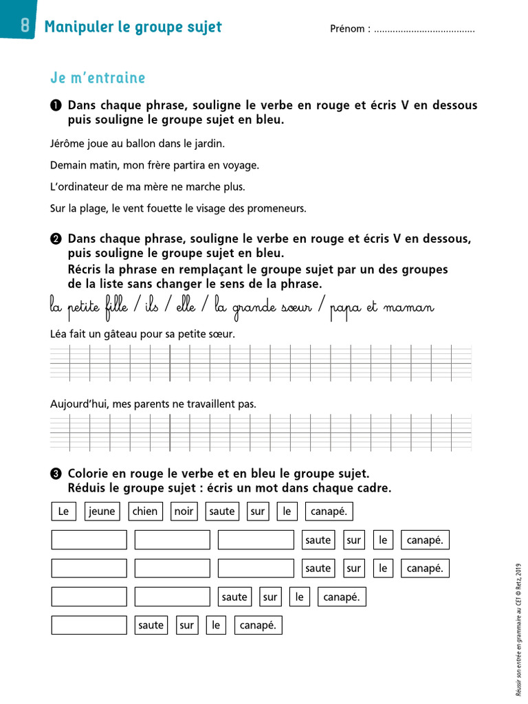 RSEEG CE1 Séquence 8 - Fiche Eleve | PDF