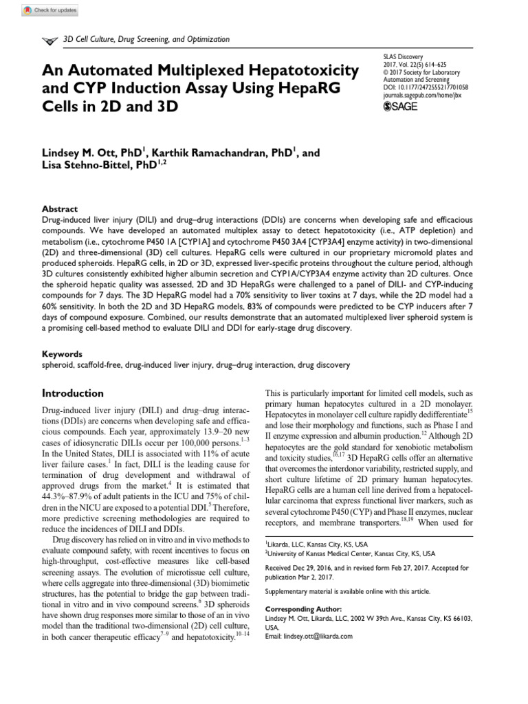 An Automated Multiplexed Hepatotoxicity and CYP Induction Assay Using HepaPG Cells in 2D and 3D ...