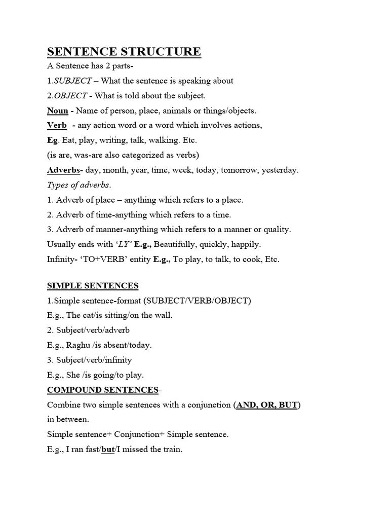 SENTENCE STRUCTURE | PDF