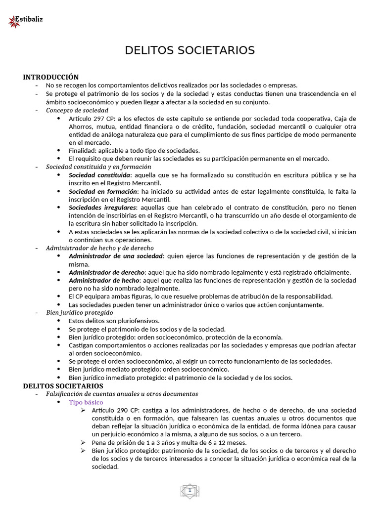 Tema 18 - Delitos Societarios | PDF