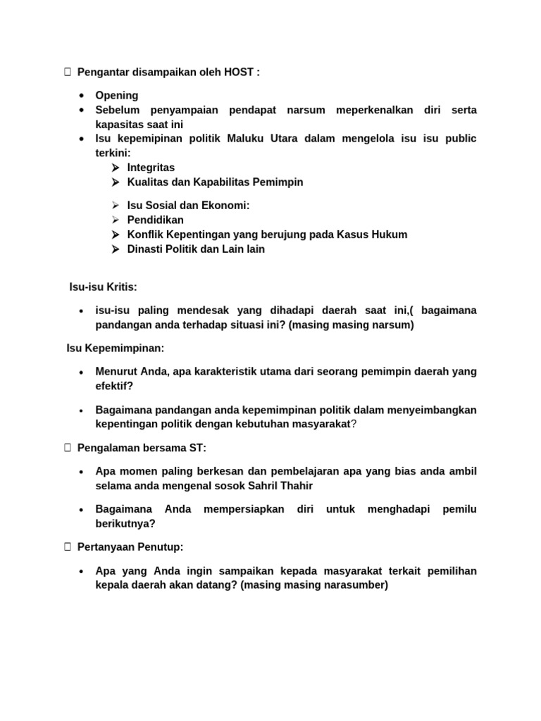 Pengantar Disampaikan Oleh HOST | PDF