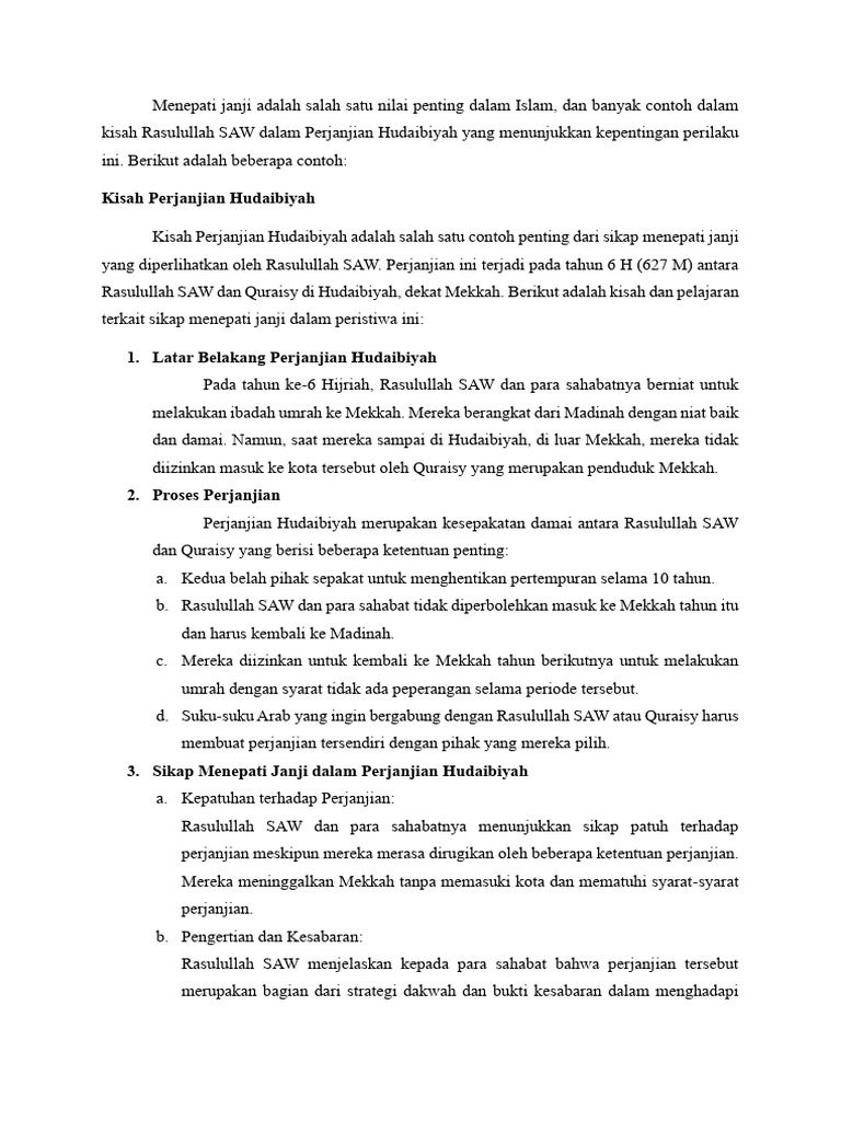 Kisah Keteladanan Rasulullah Saw - Perjanjian Hudaibiyah | PDF