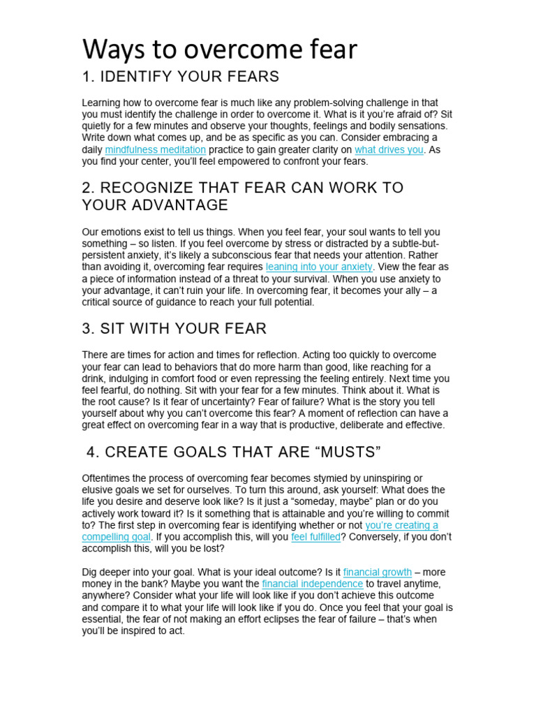 Ways To Overcome Fear | PDF