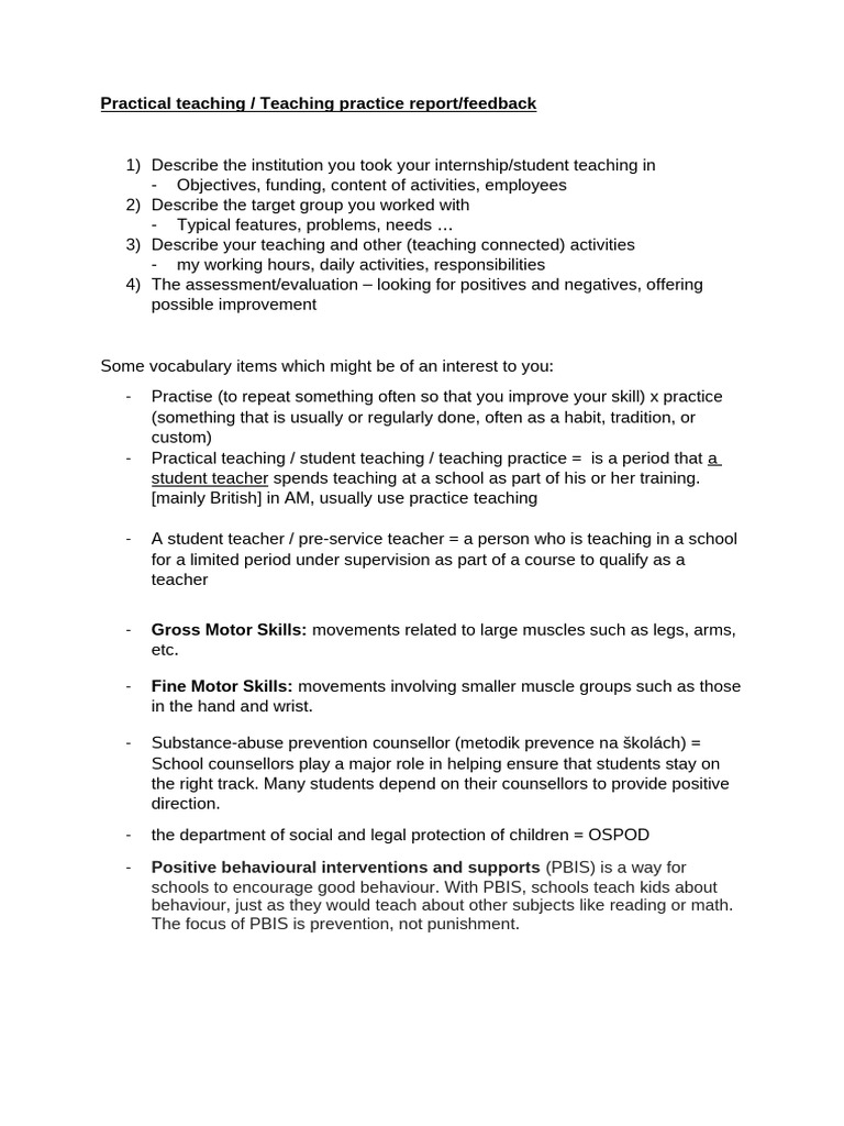 Teaching Practice Report 2 | PDF