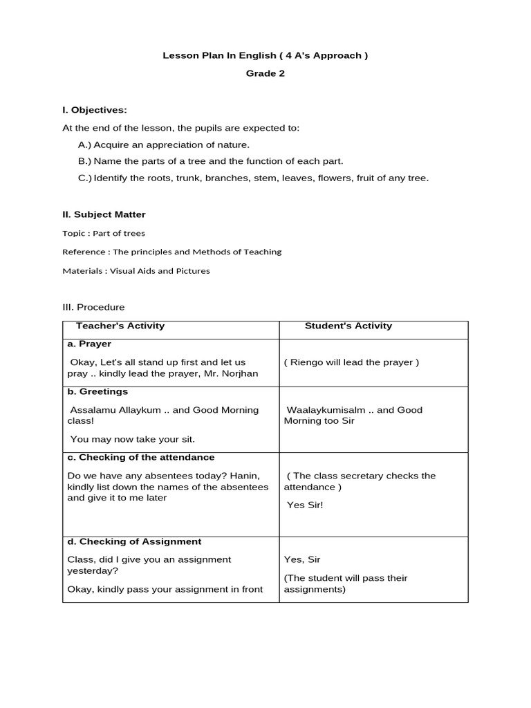 Lesson Plan in English - Aliboy | PDF | Lesson Plan | Language Arts ...