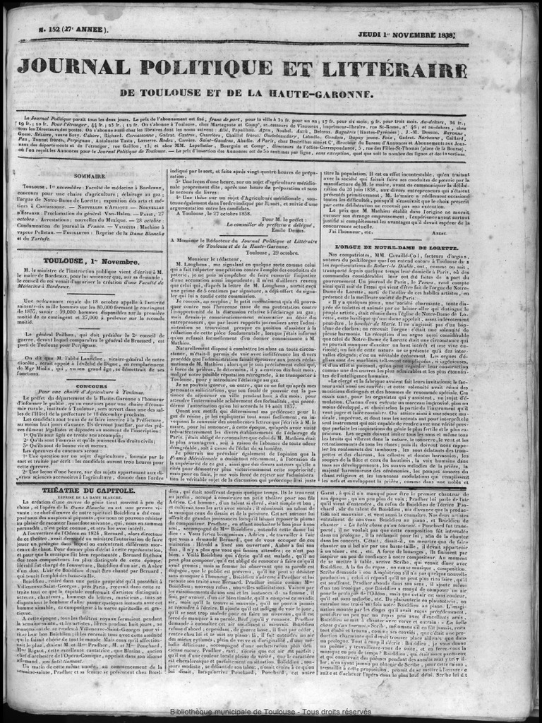 Journal de Toulouse 1838 Explication Detaillée | PDF