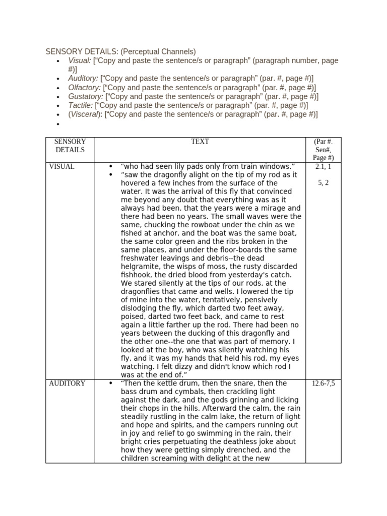 Sensory Details | PDF