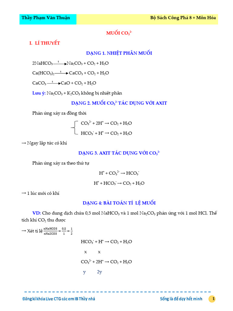 DẠNG TOÁN MUỐI CO3 | PDF