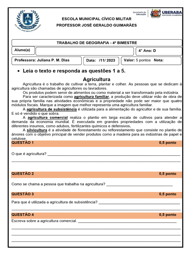 Trab. Geo. 4º Bimes | PDF