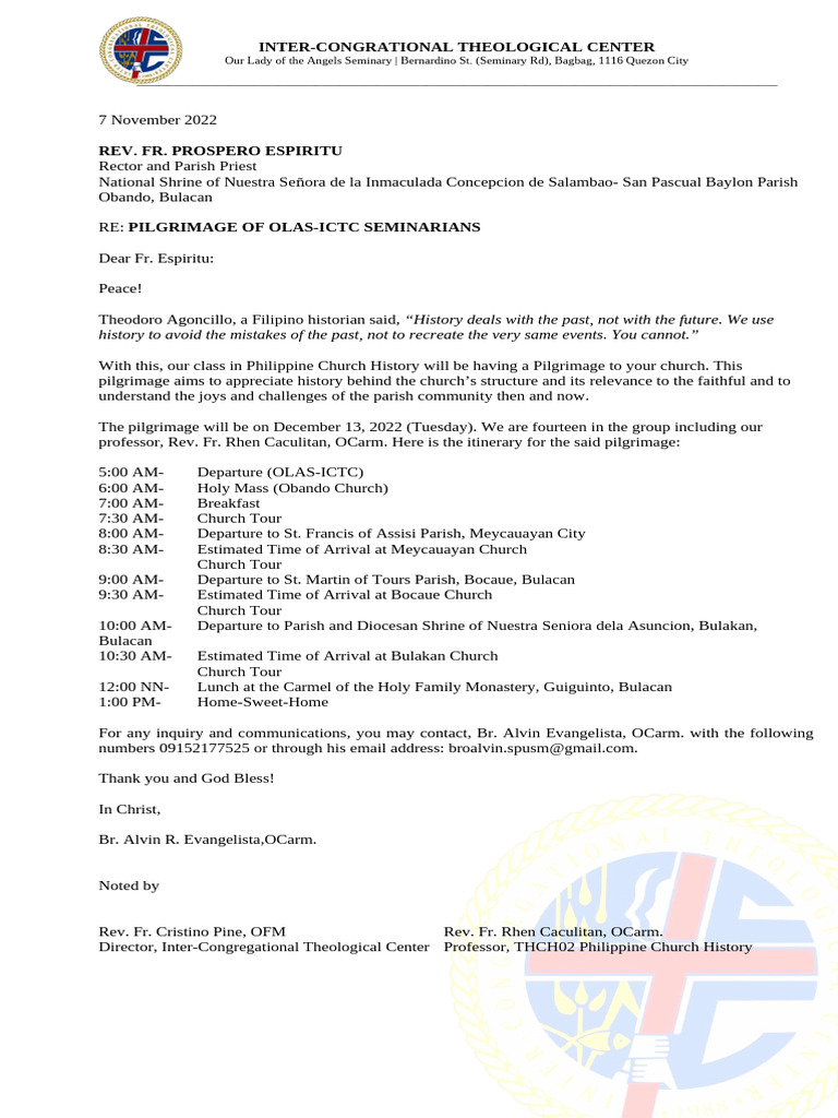 Philippine Church History Letter | PDF