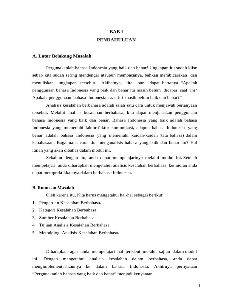 Makalah Analisis Kesalahan Berbahasa | PDF