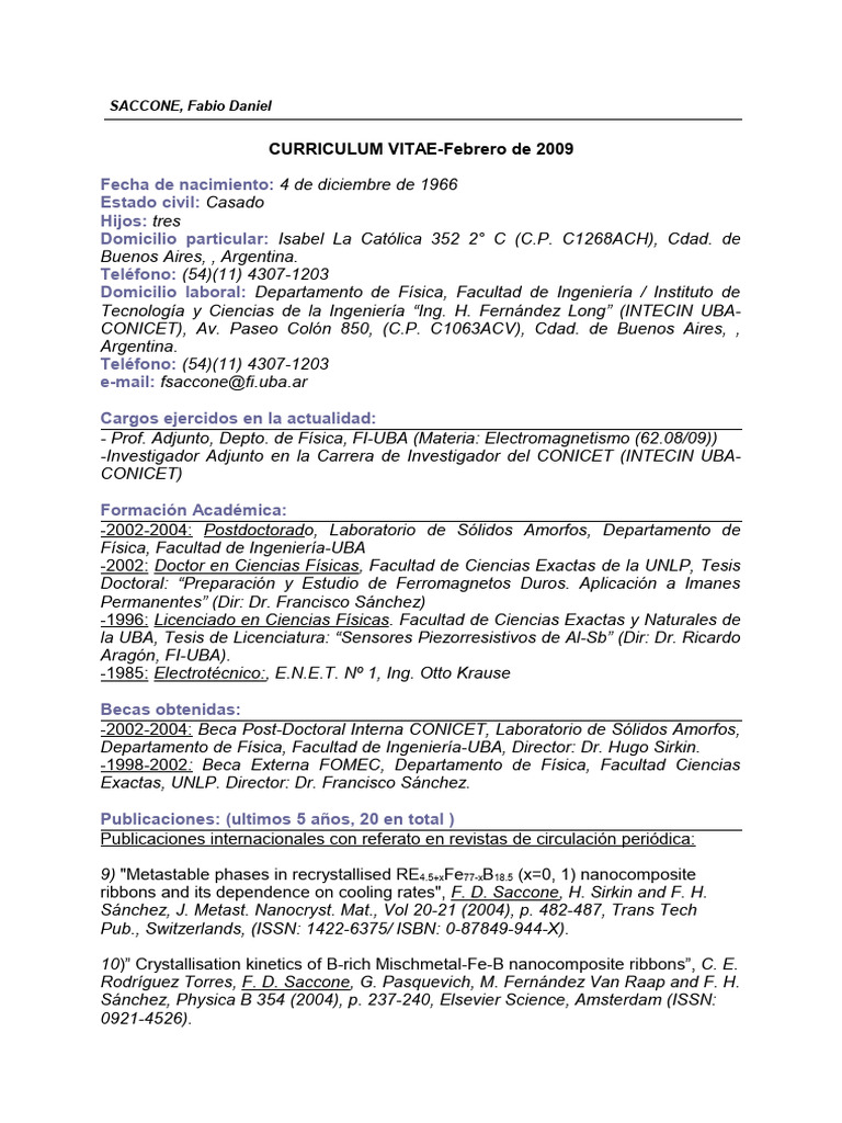 CV2009 Res Saccone | PDF