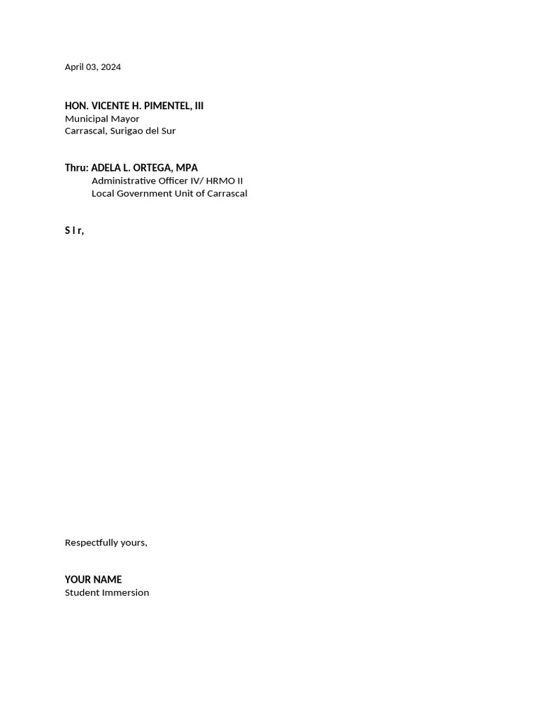 Format For Immersion | PDF