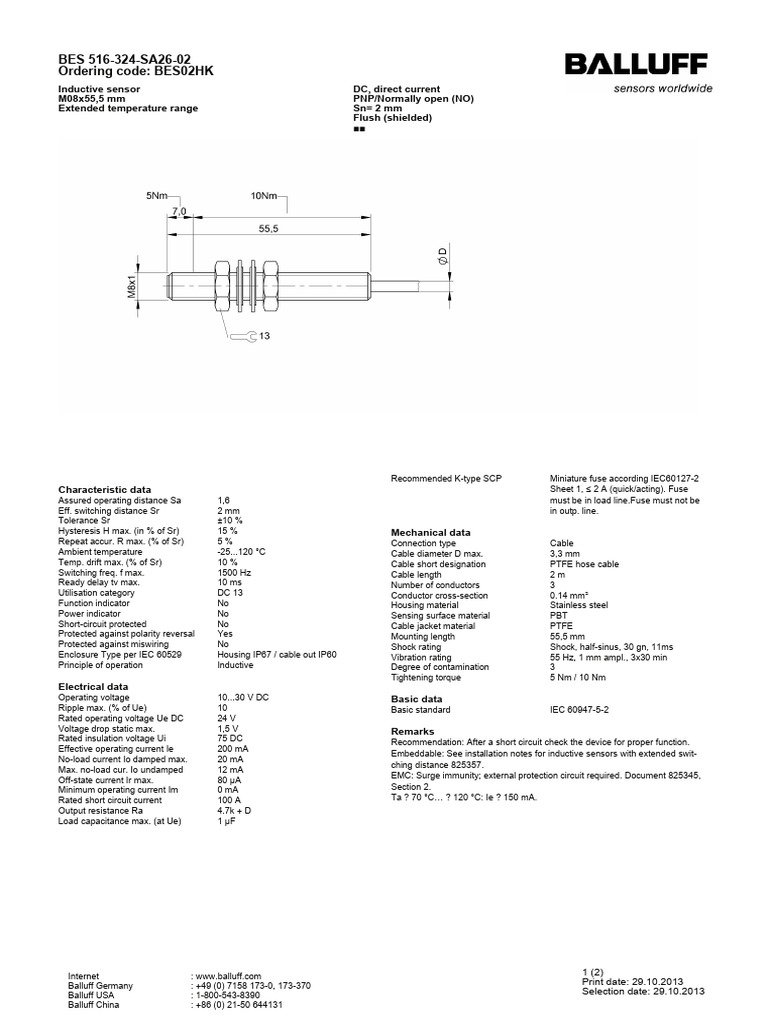 TD Sensor Bes516-324-Sa26-02 - en | PDF