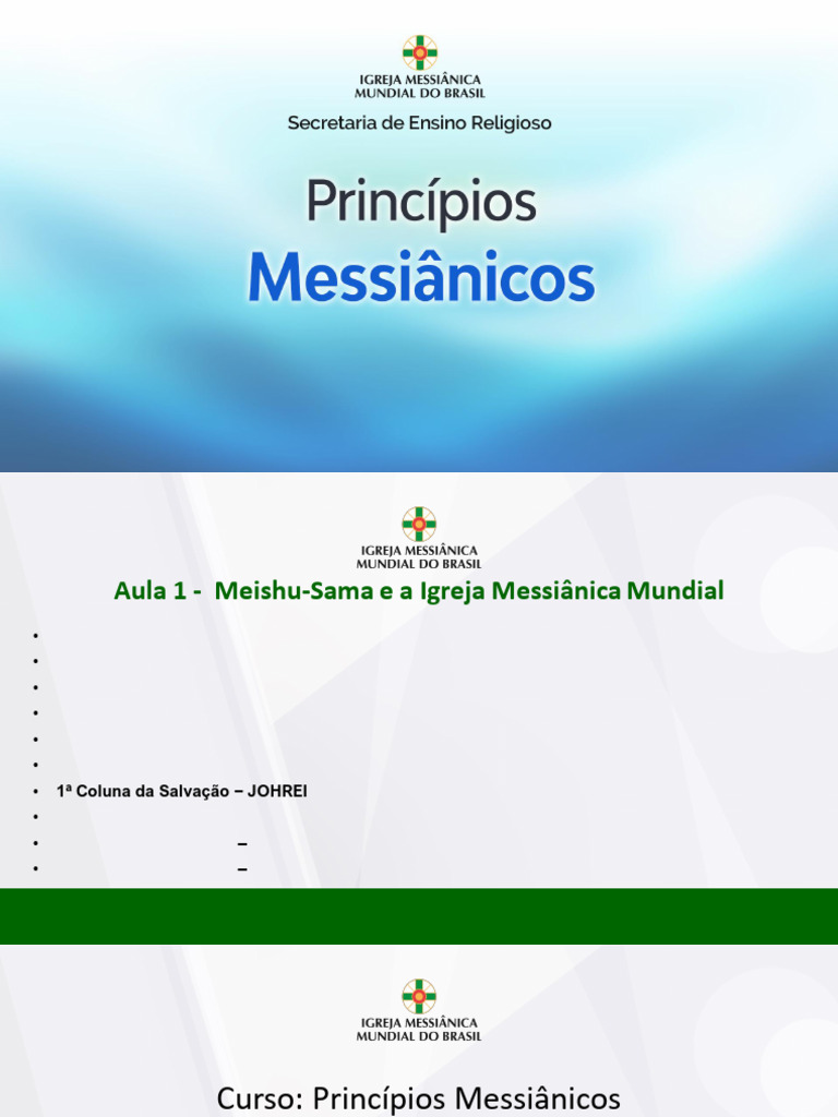 AULA 1 - Princípios Messiânicos - Meishu-Sama e A IMM | PDF