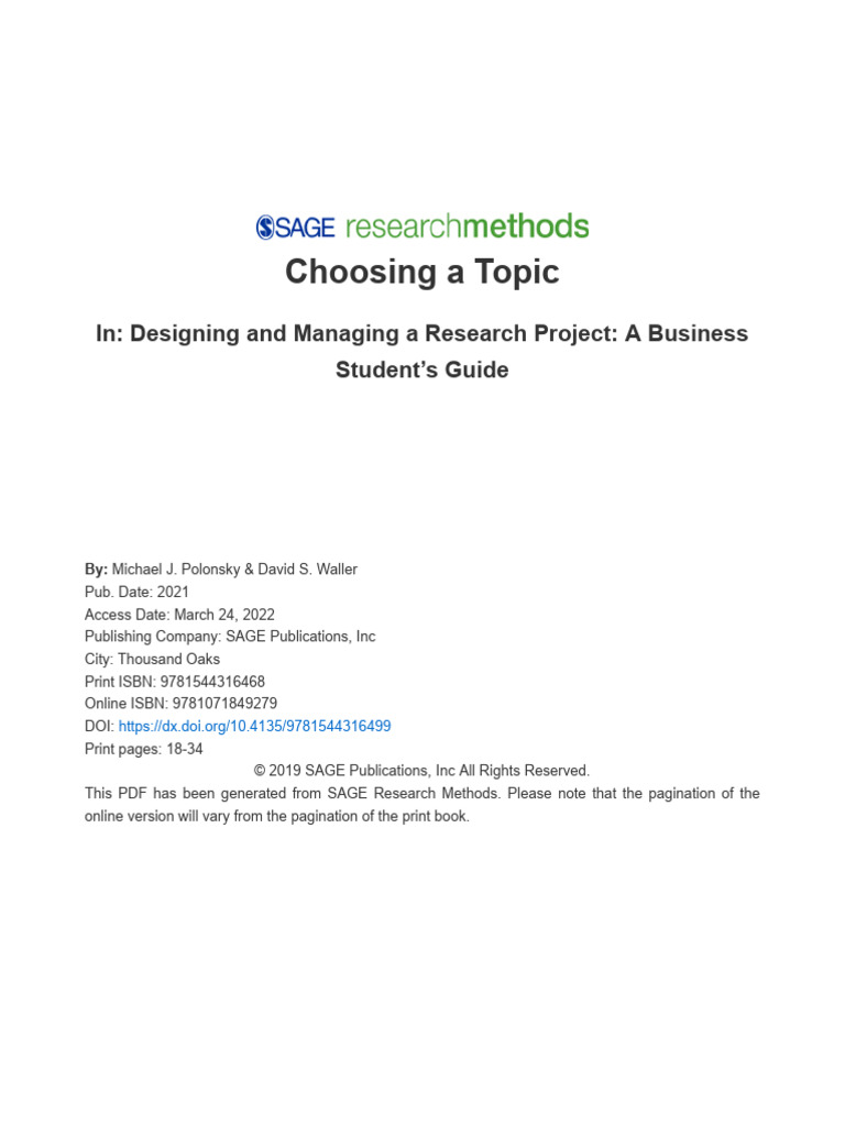 Choosing A Topic - 1 | PDF