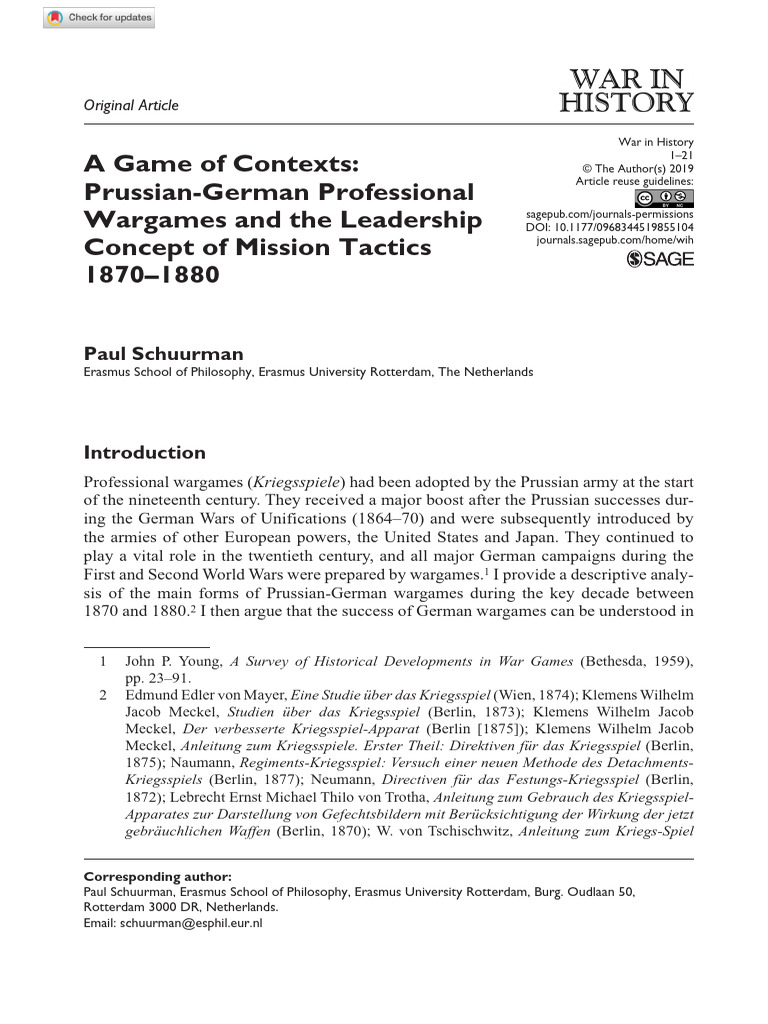 A Game of Contexts Prussian-German Professional Wa | PDF