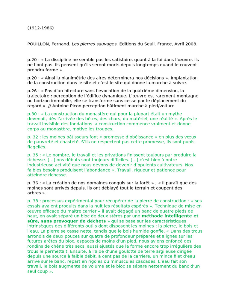Littérature - Extraits Notables - Pouillon - Les Pierres Sauvages | PDF