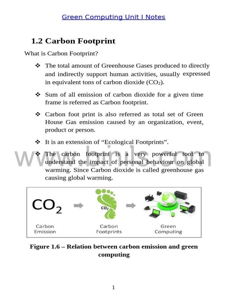 CS8078 UNIT 1 Carbon Footprint | PDF