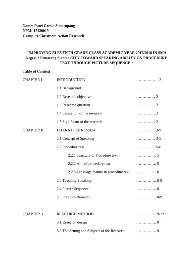 Proposal of CAR Putri Gresia Simatupang 17120019 | PDF Proposal of CAR Putri Gresia Simatupang 17120019 | PDF