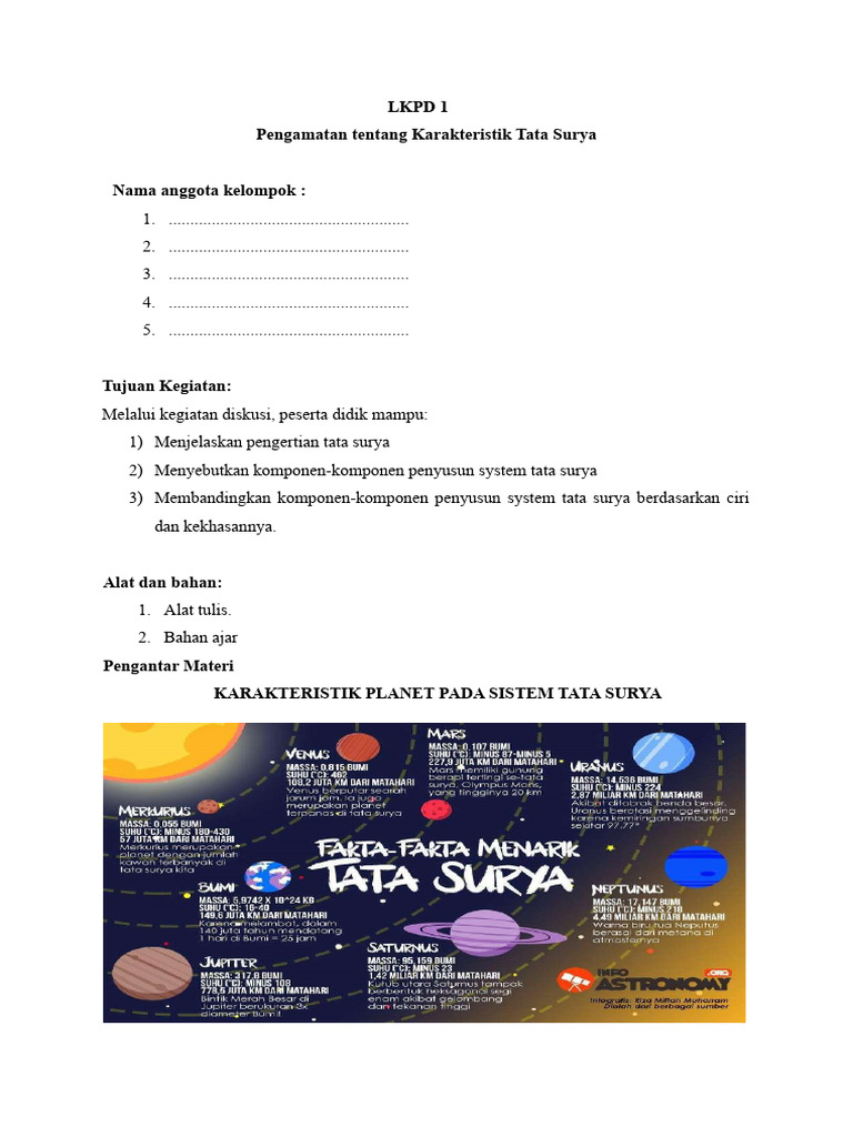 Revisi LKPD Tata Surya | PDF