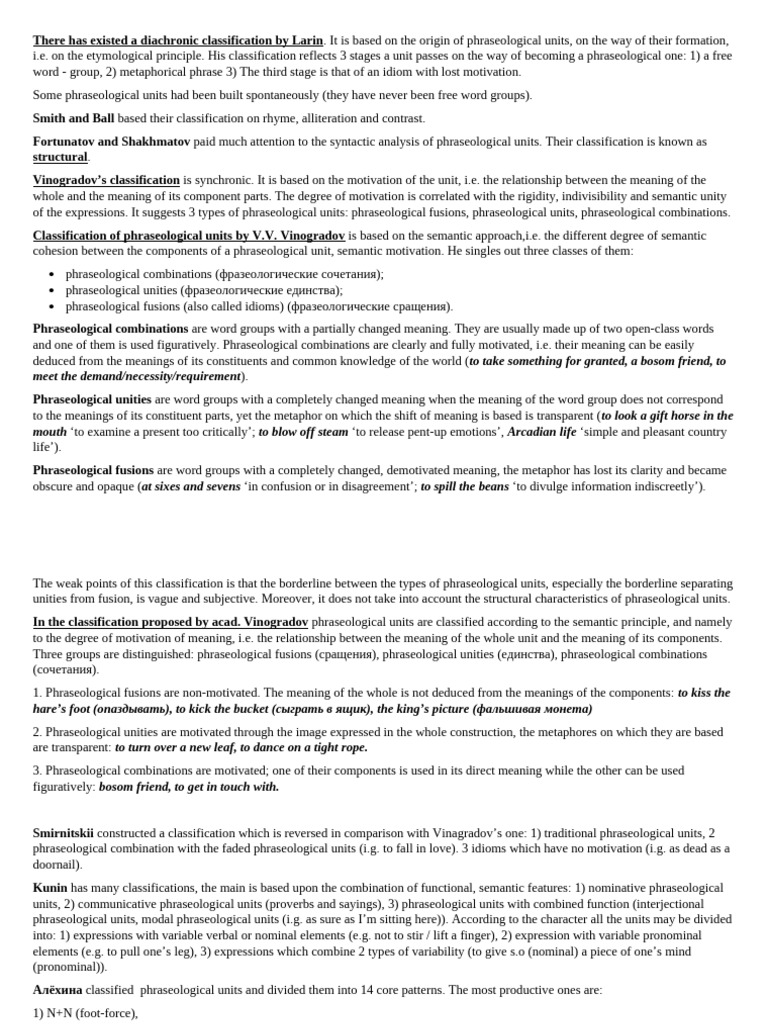 Phraseological Units (Classifications) | PDF