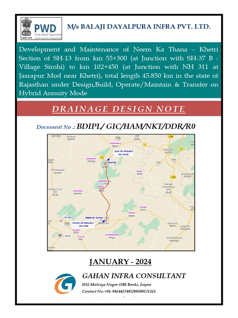 NKT Lined Drain Design Note & Design Calculaion | PDF