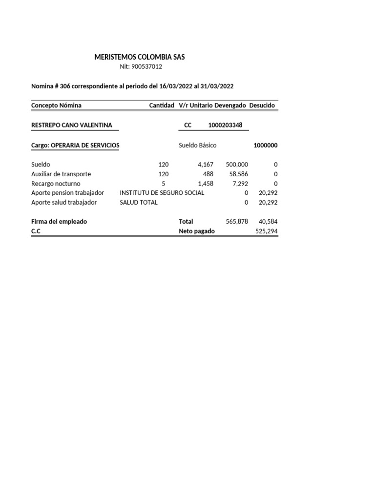 Colilla de Pago | PDF