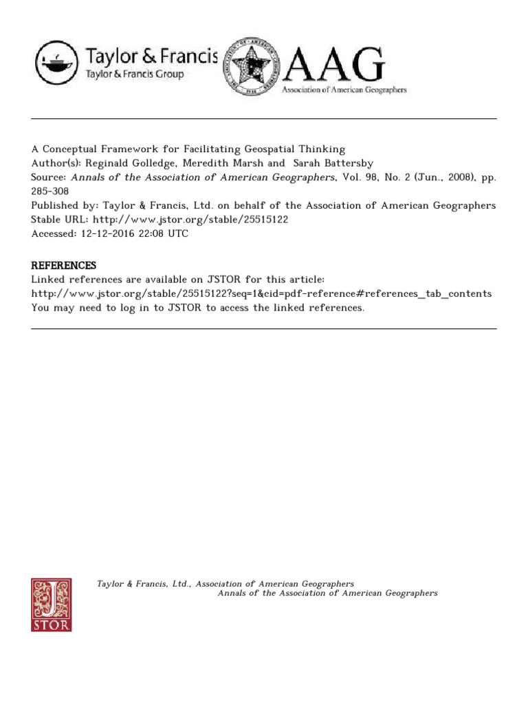 A Conceptual Framework For Facilitating Geospatial Thinking | PDF