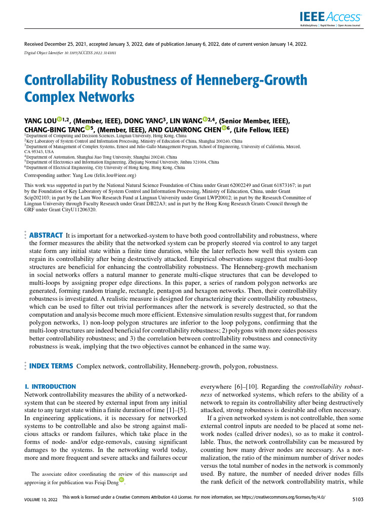 Controllability Robustness of Henneberg-Growth Complex Networks | PDF