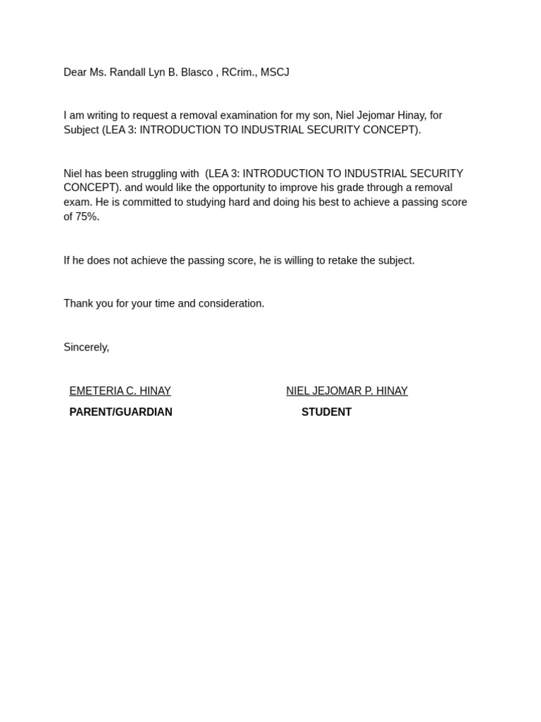 Removal Letter | PDF