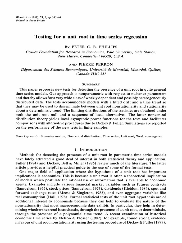 Phillips Perron 1988 | PDF