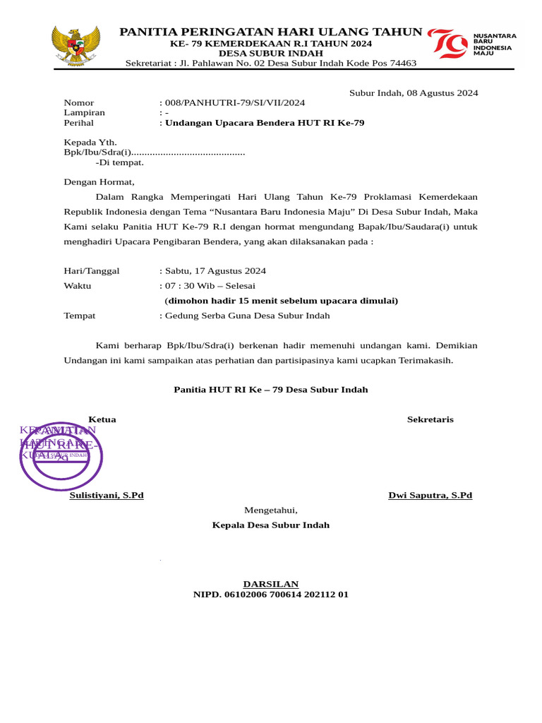 Surat Undangan Upacara | PDF