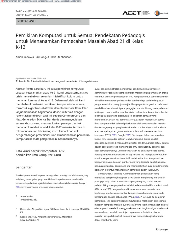 Putational Thinking For All Pedagogical Approaches To Embedding 21st